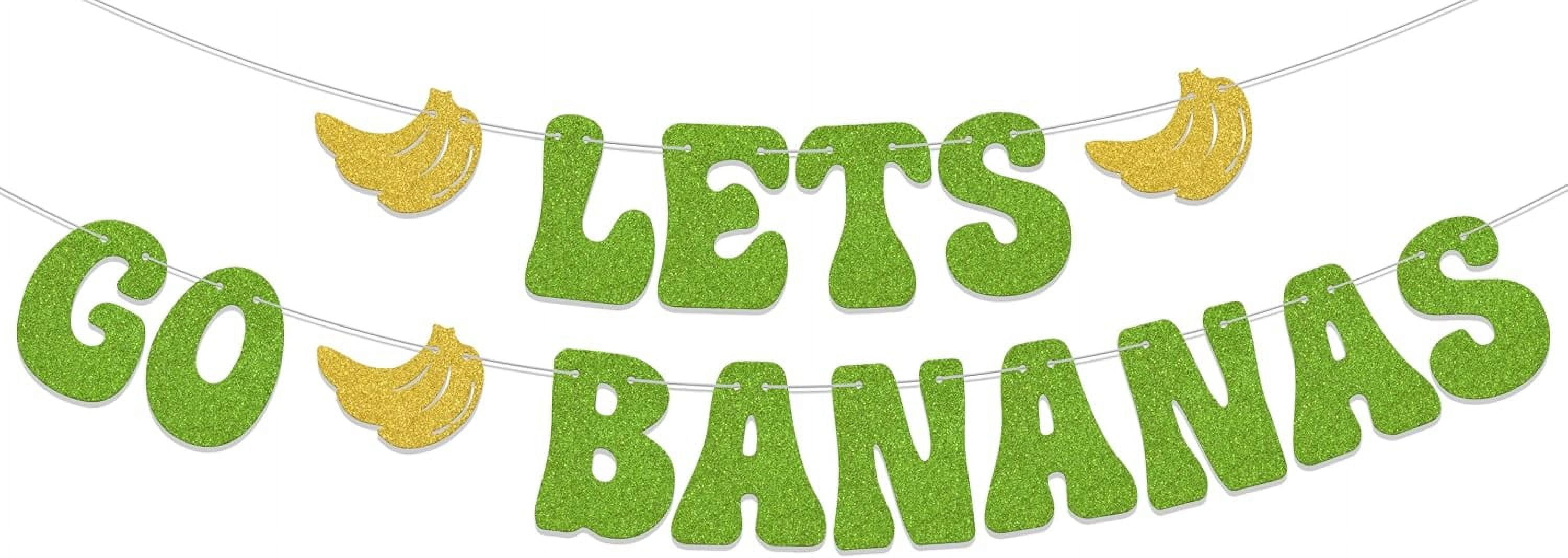 Green & Gold Let's Go Bananas Banner, Fruit Banana Party Decorations ...