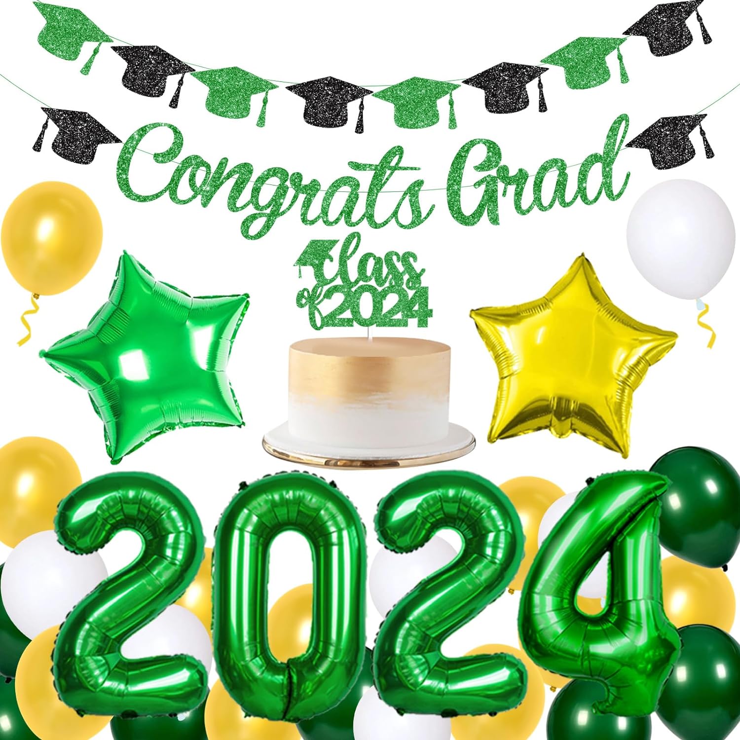 Green and Gold Graduation Party Decorations 2024 Class of 2024 ...