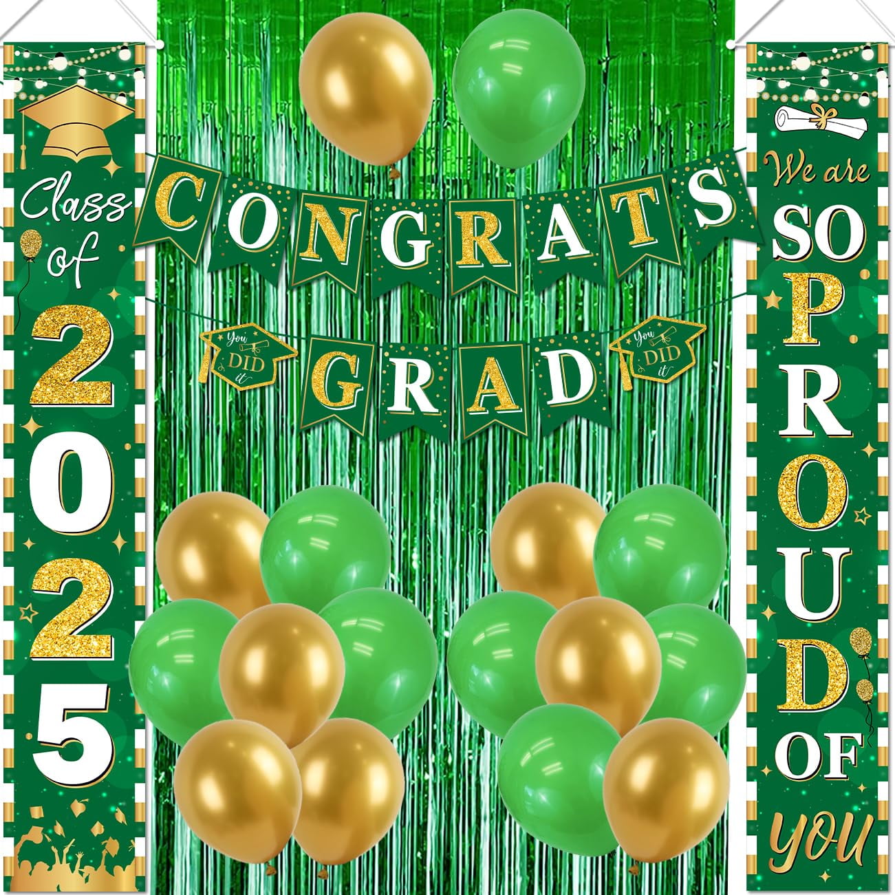 Green and Gold Graduation SSF20 Decorations Class of 2025 Green and ...