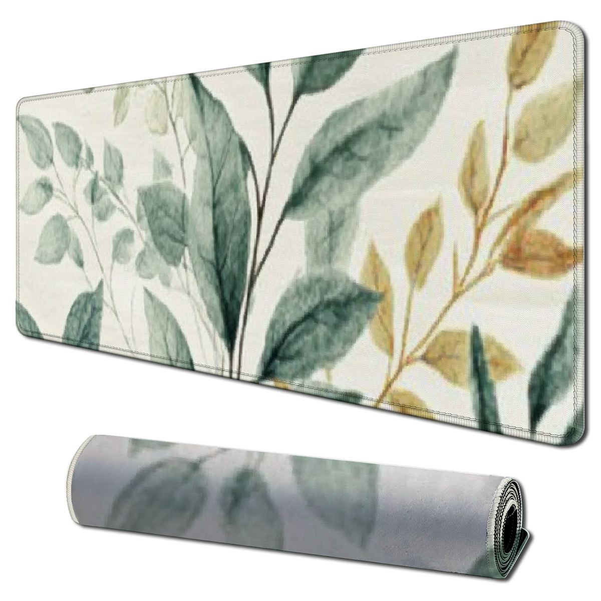Green Gold Leaves and Branches Extended Pad Large,Gaming Mouse Pad Desk ...