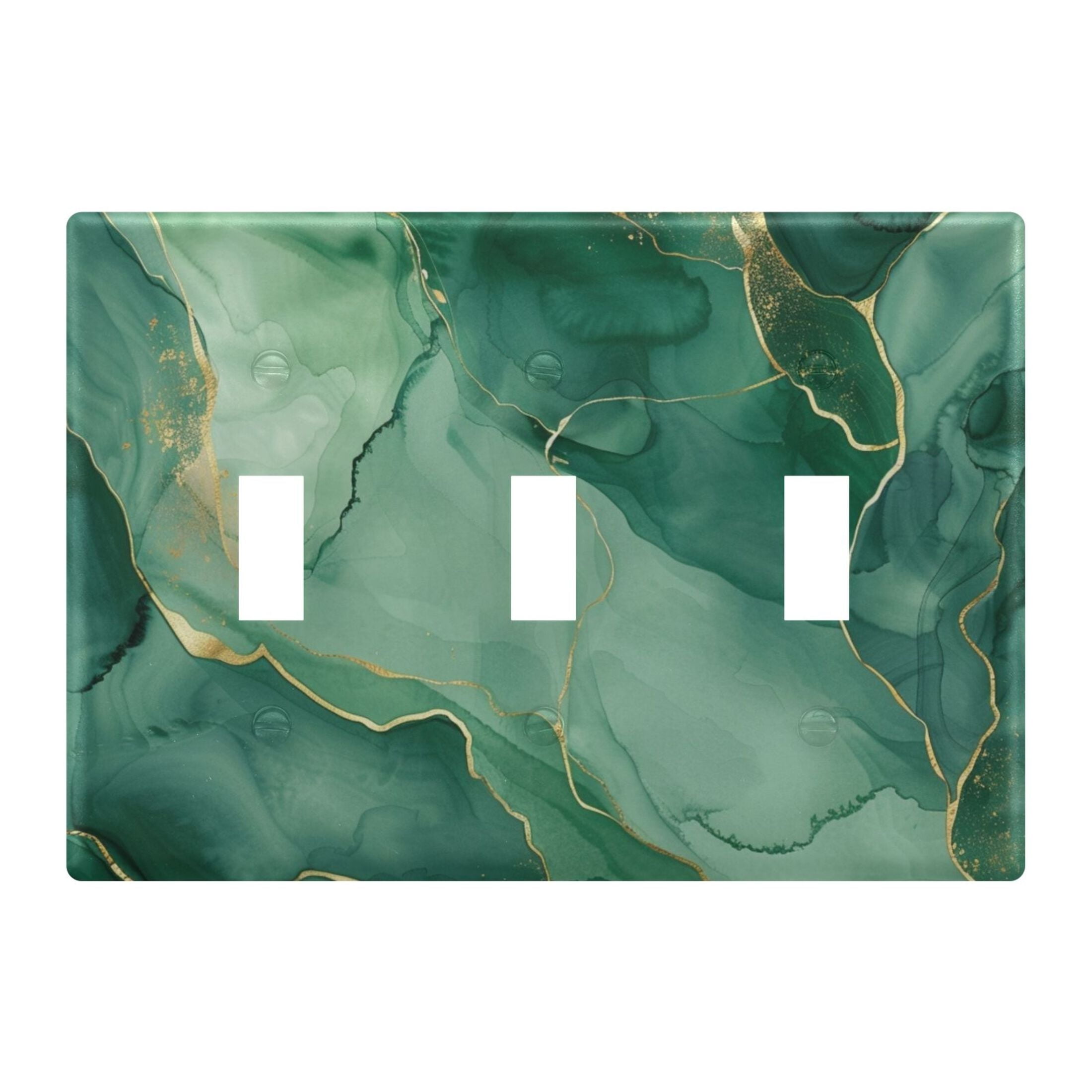 Green Gold Marble Light Switch Plate Covers 3 Gang Wall Plate Plastics ...