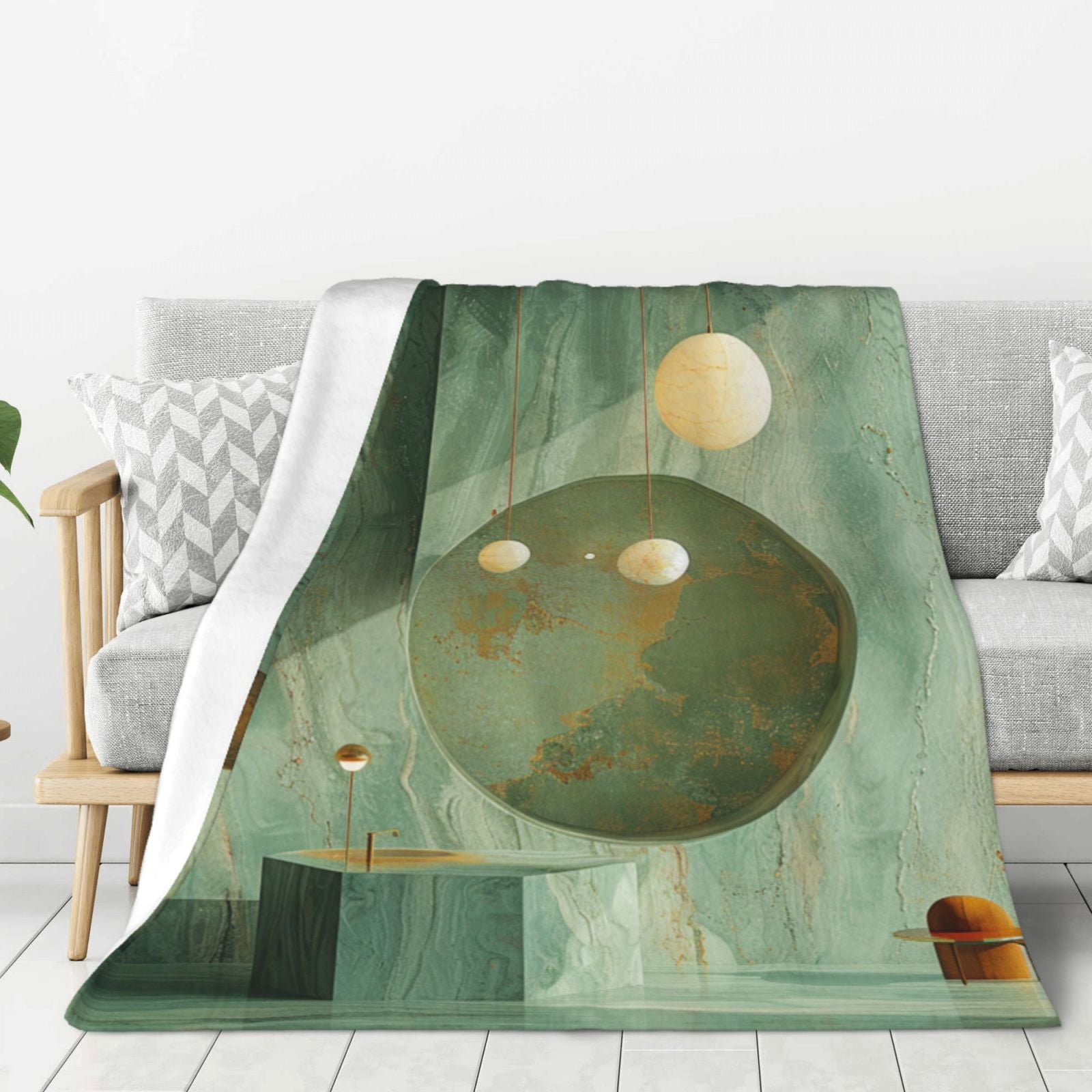 Green Gold Marble Modern Luxury Lightweight Plush Fuzzy Cozy Soft ...