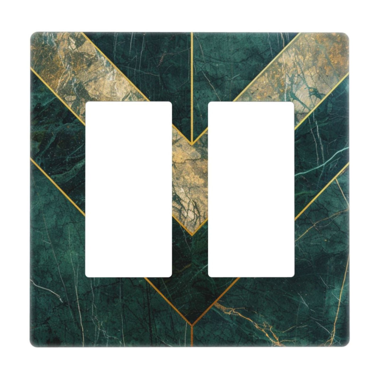Green Gold Marble Switch Cover Decorative Wall Plate / 2-Gang Screwless ...