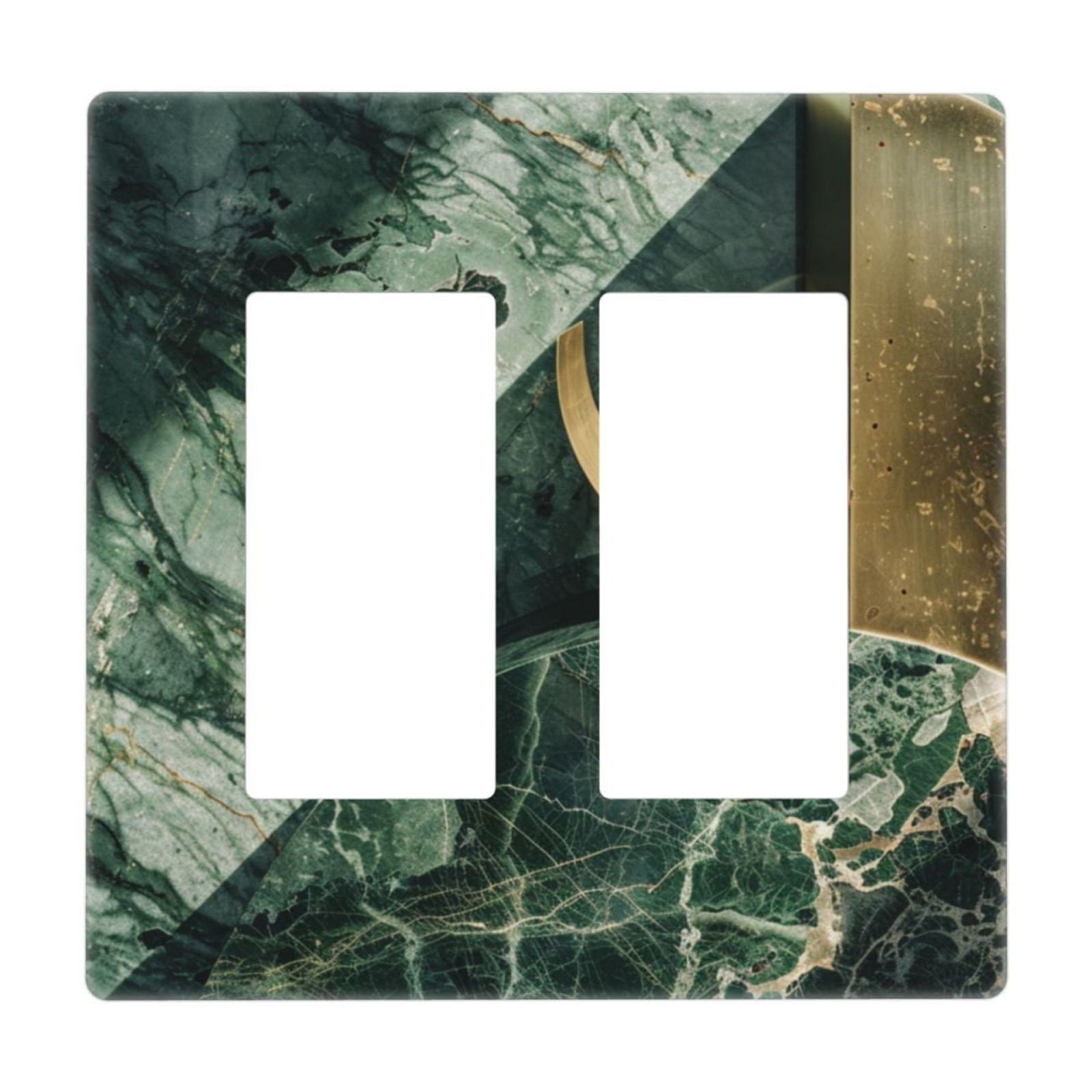 Green Gold Marble Switch Cover Decorative Wall Plate / 2-Gang Screwless ...