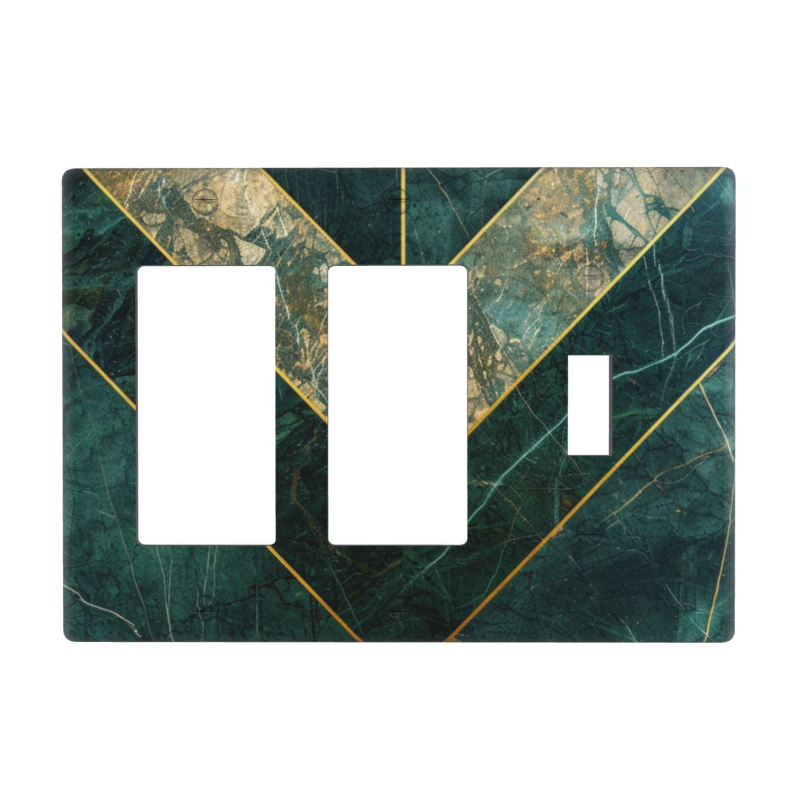 Green Gold Marble Switch Cover Decorative Wall Plate 3-Gang 2-Decor 1 ...