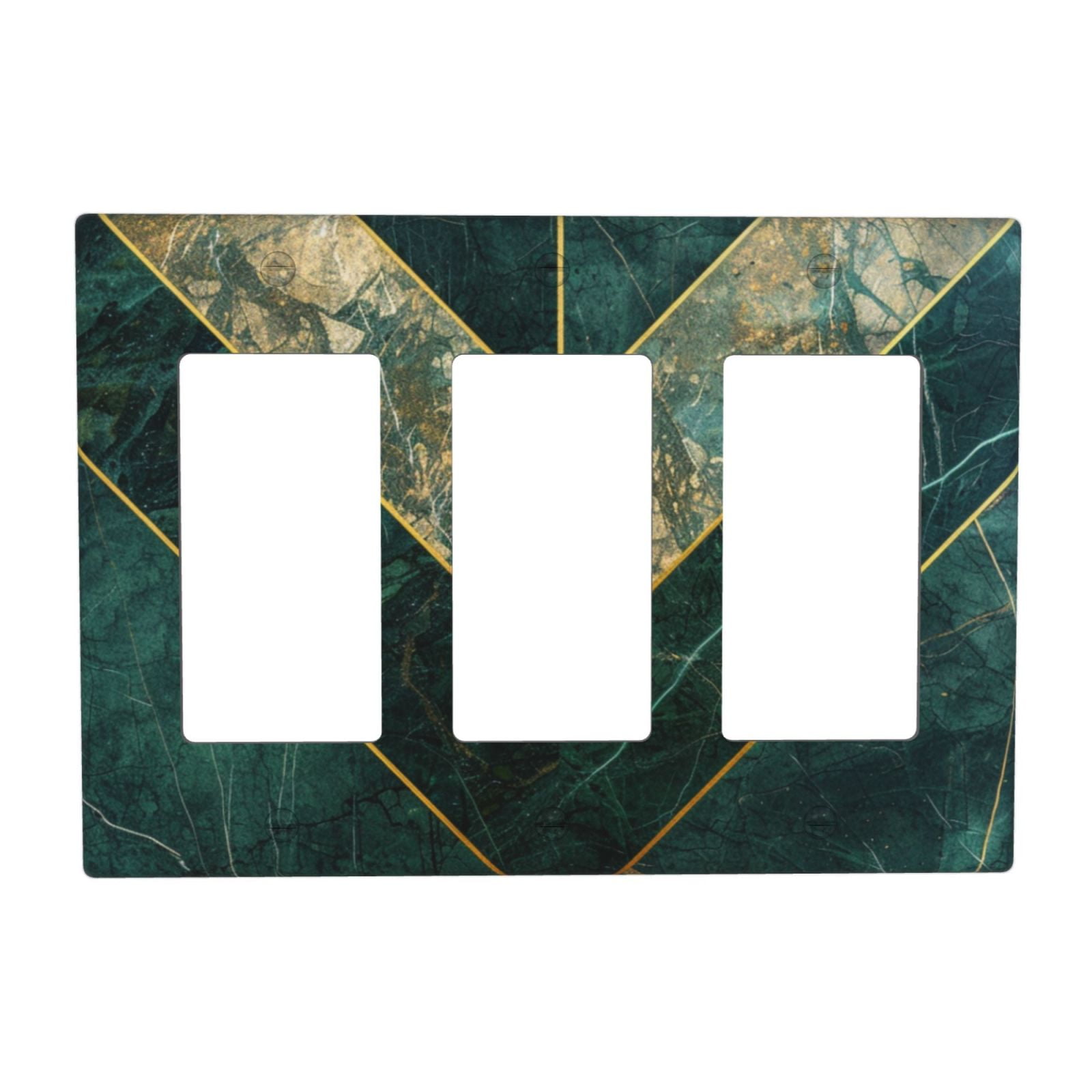 Green Gold Marble Switch Cover Decorative Wall Plate 3-Gang Standard ...