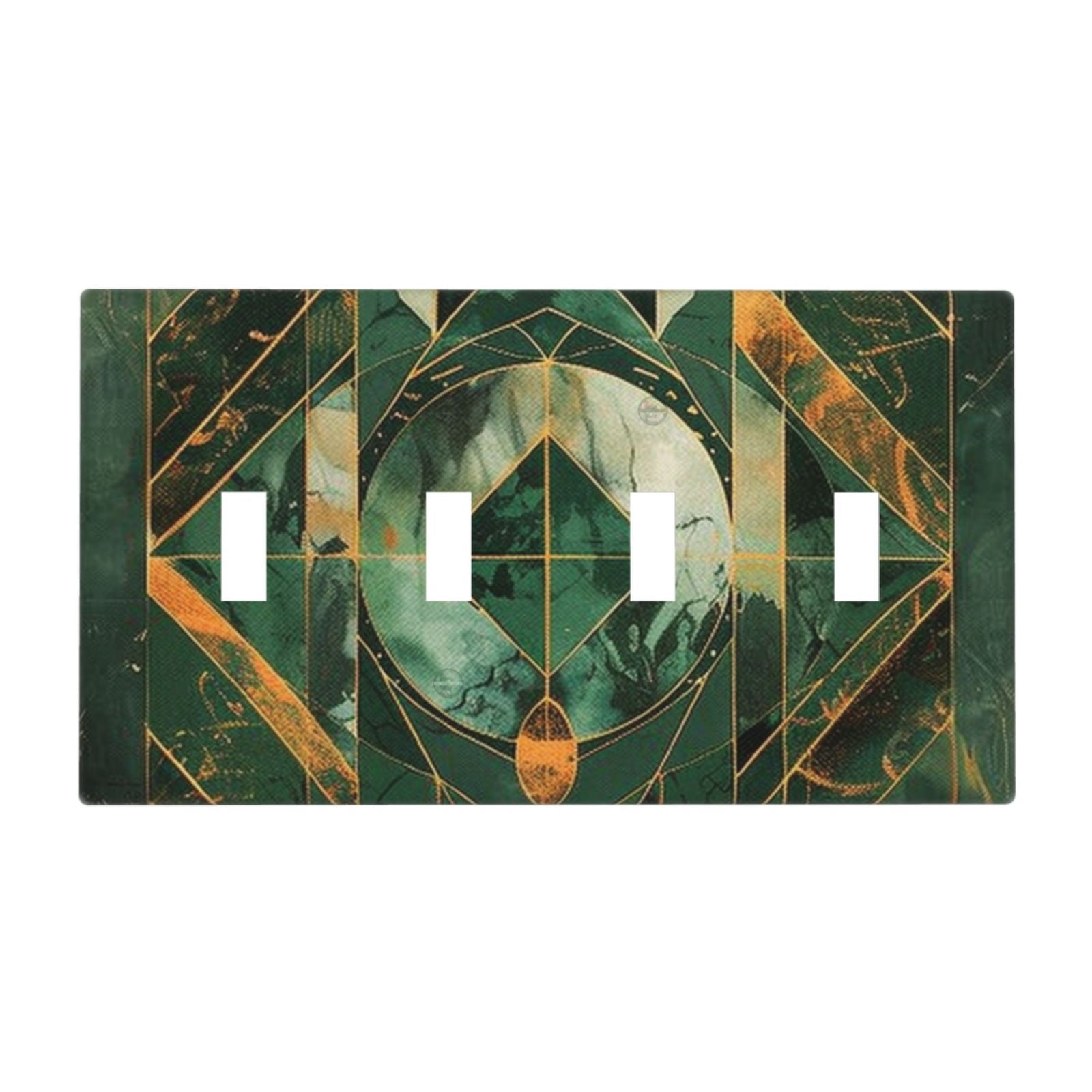 Green Gold Marble Switch Cover Decorative Wall Plate / 4-Gang 4-Toggle ...