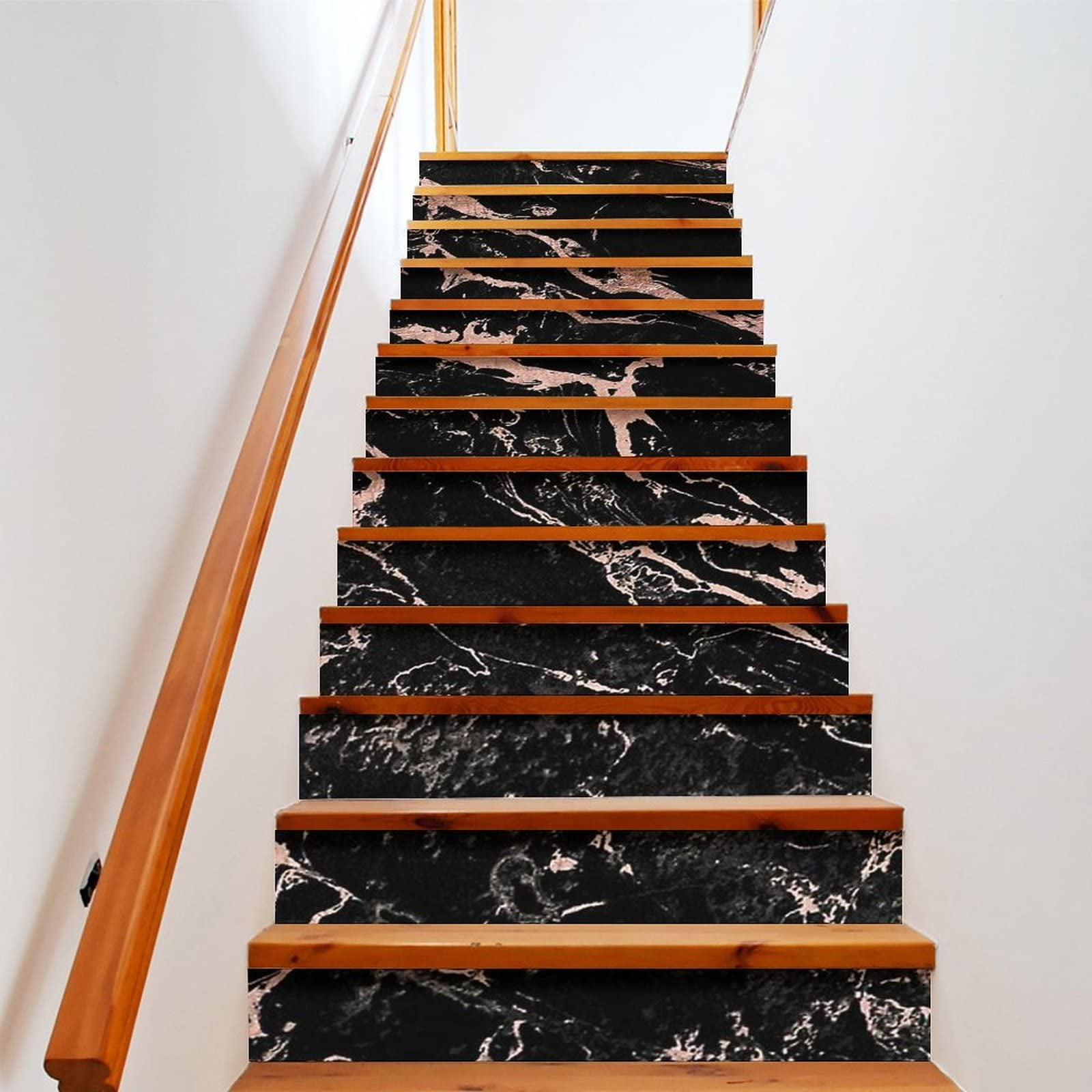 Green Gold Marbling Stair Stickers Marble Staircase Riser Decals Modern ...