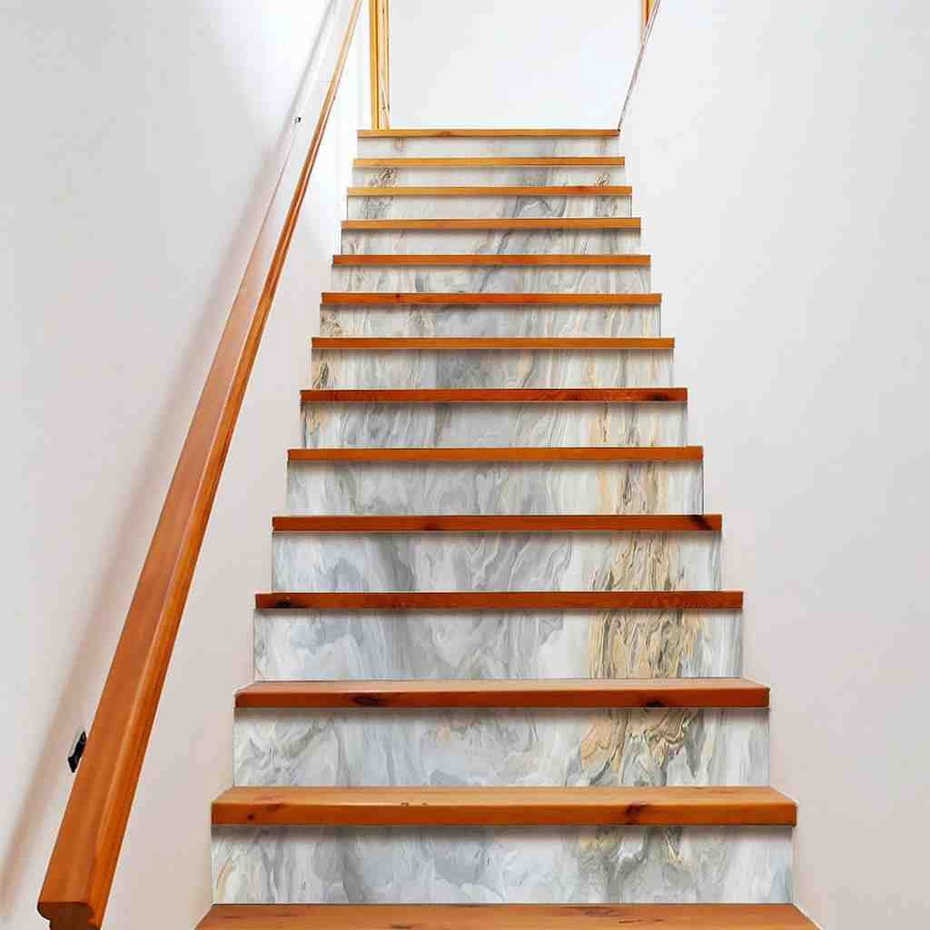 Green Gold Marbling Stair Stickers Marble Staircase Riser Decals Modern ...