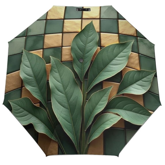 Green Gold Modern Art Rain Umbrella Sun Protection Sun Umbrella Parasol ...