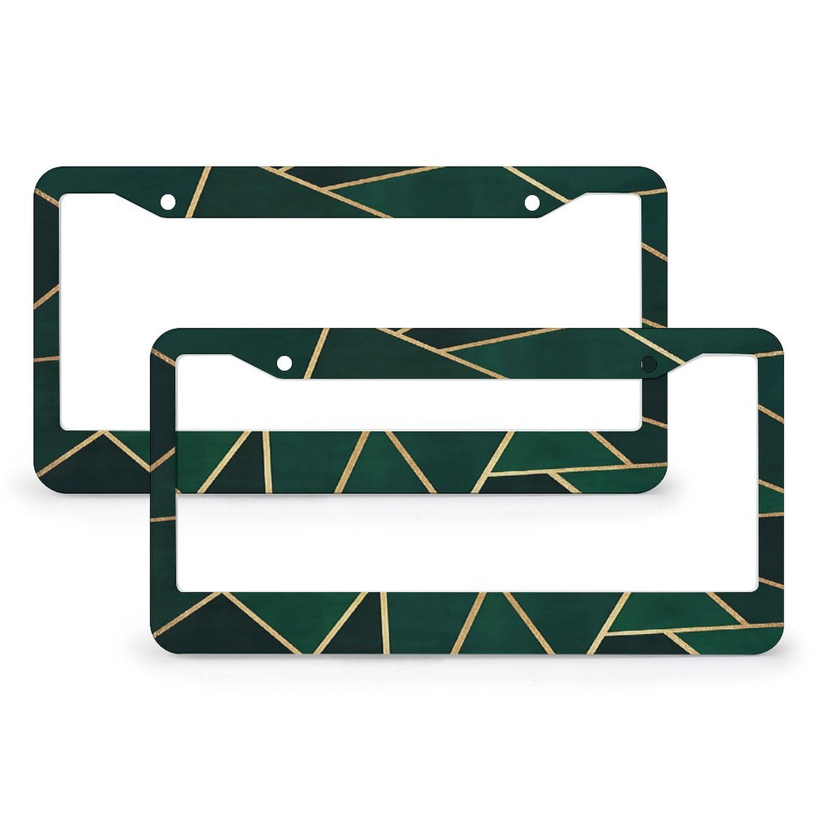 Green Gold Pattern License Plate Frames - 2 Pack Metal Tag Frame Car Plate Holder Cover For Men ...