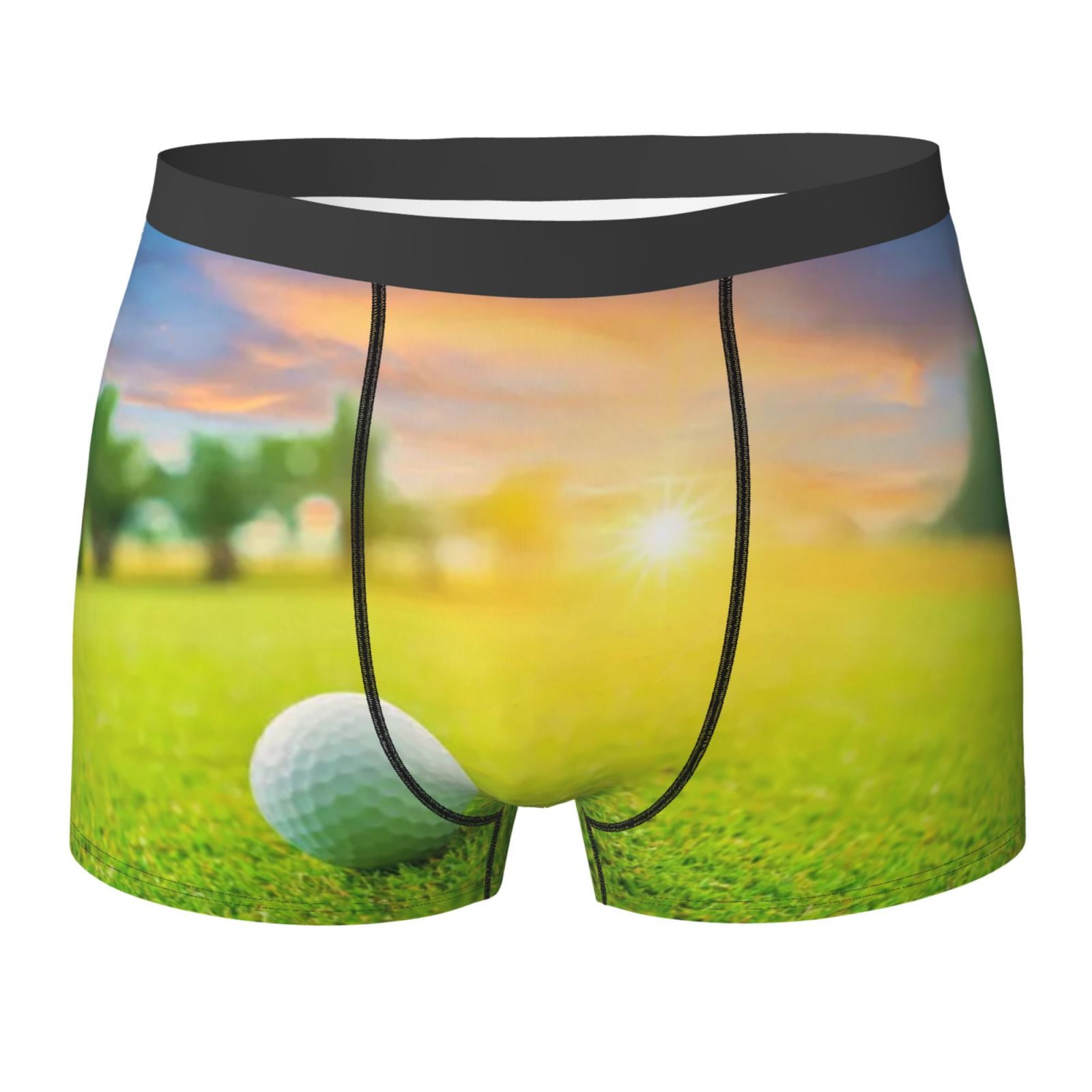 Green Golf Ball Sunset Printed Underwear For Men,Soft Boxer Briefs ...