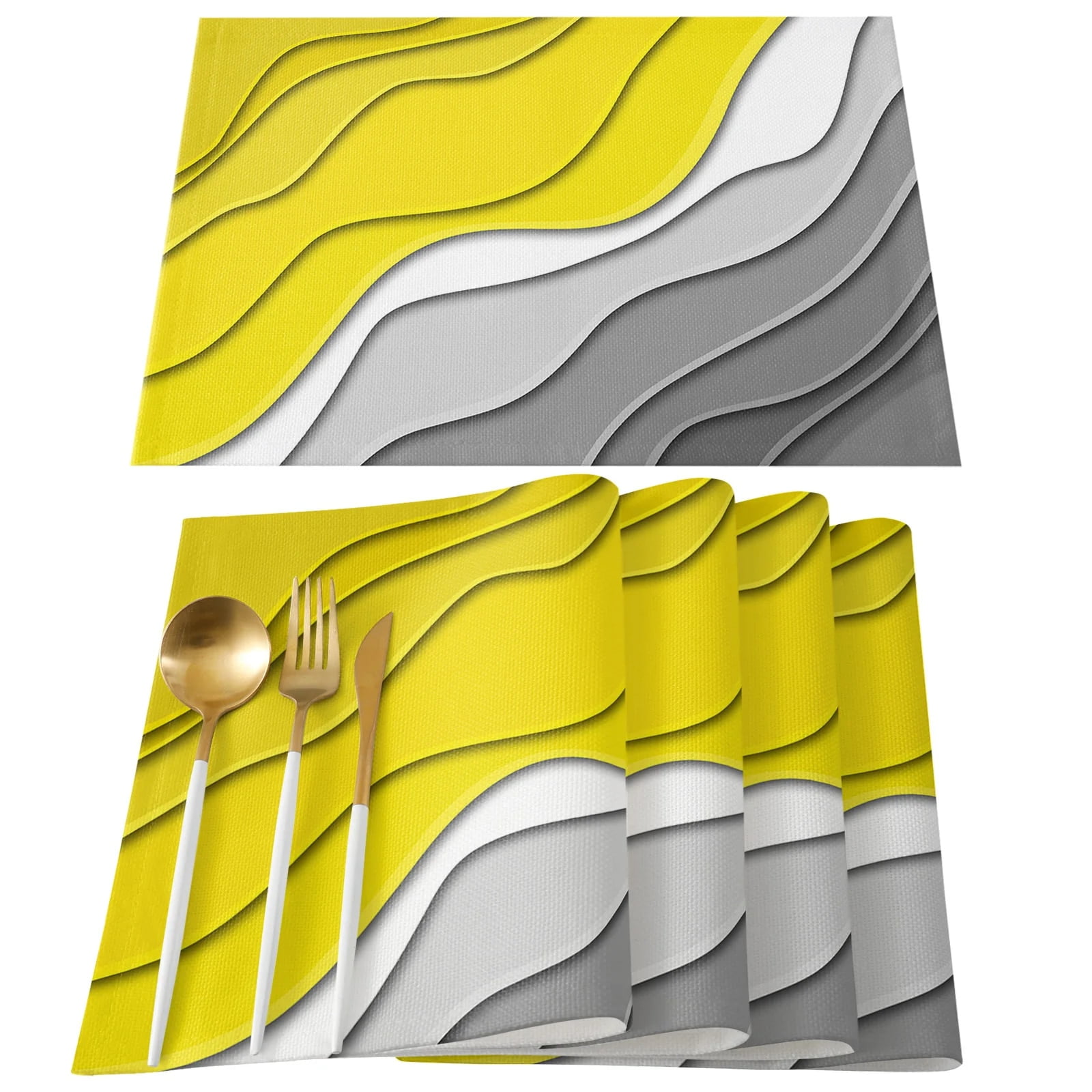 Green Gradient Geometric Placemat for Dining Table Tableware Mats 4 ...