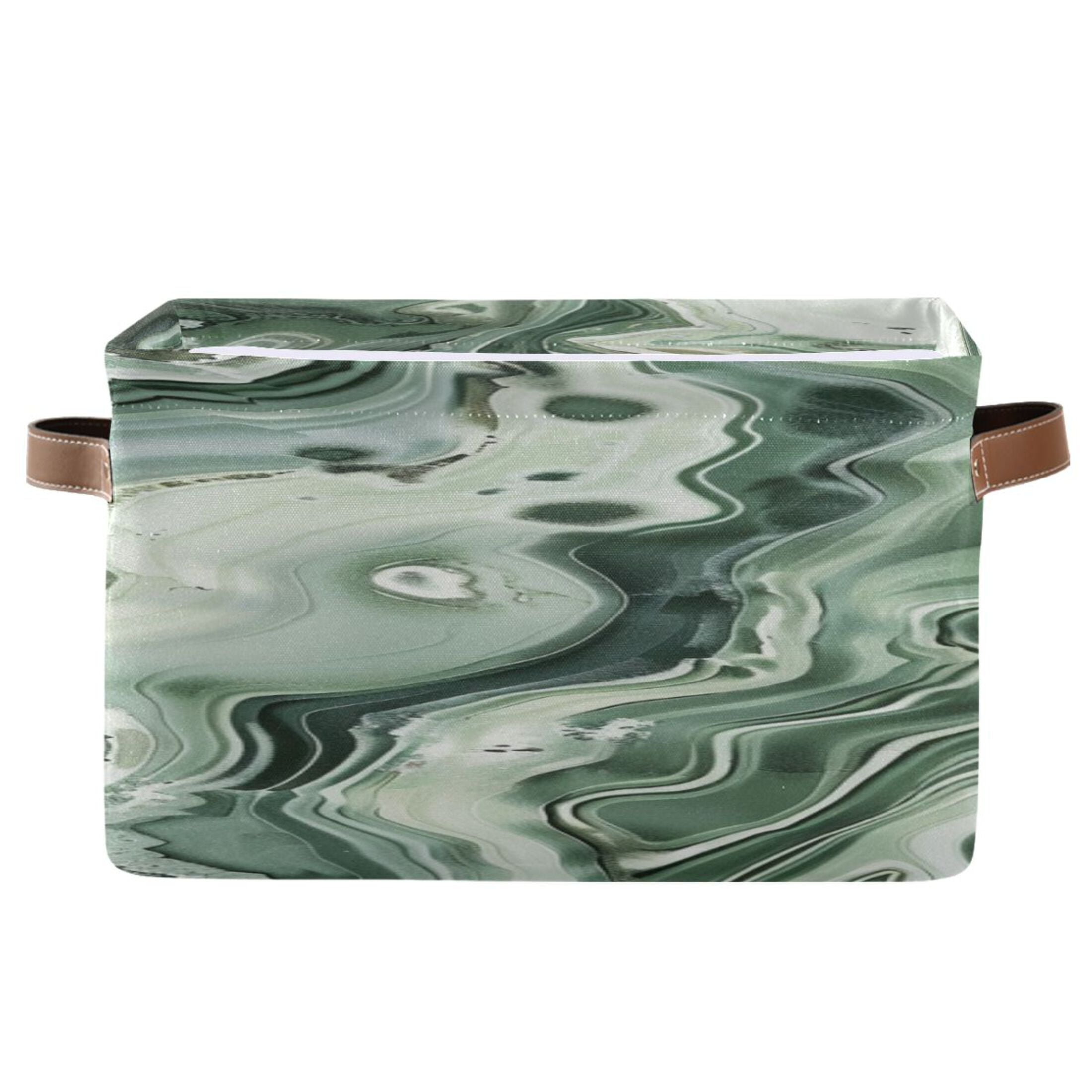 Green Gradient Marble Square Storage Bins with Handles Collapsible ...