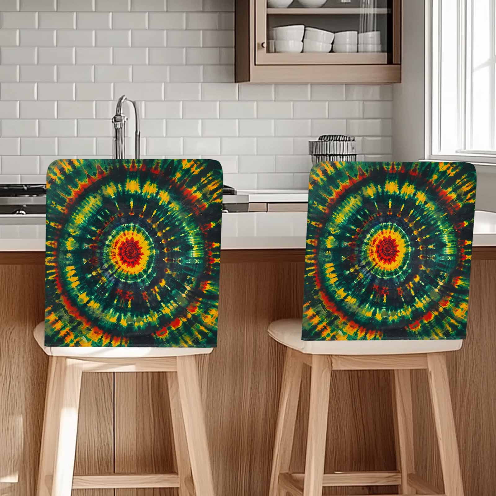 Green Gradient Tie Dye Art Chair Covers Set of 6 Abstract Watercolor ...