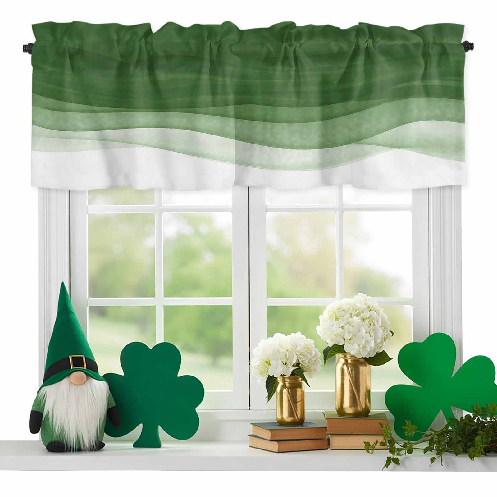 Green Gradient Valances for Windows, Watercolor Abstract Green Gradient ...