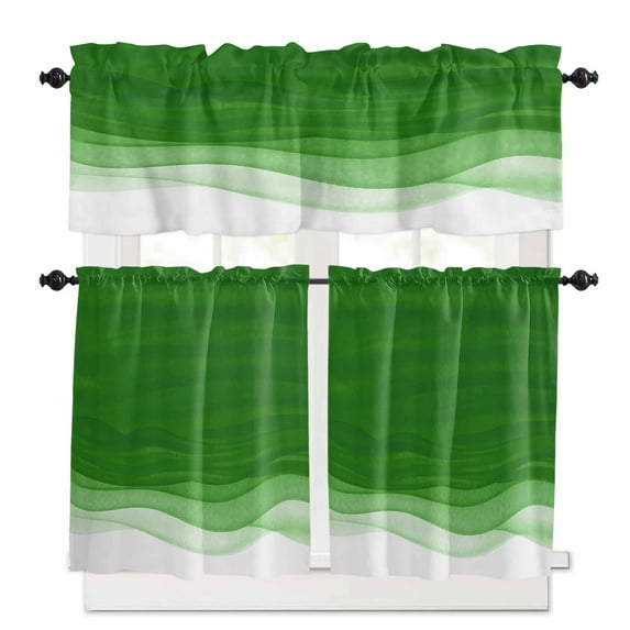 Green Gradient Window Curtains Valance Set of 3 Watercolor Abstract ...