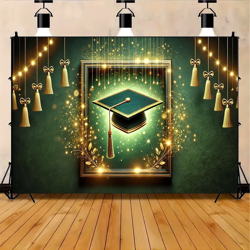 Green Graduation Backdrop Class of 2025 Photography Background Glitter ...