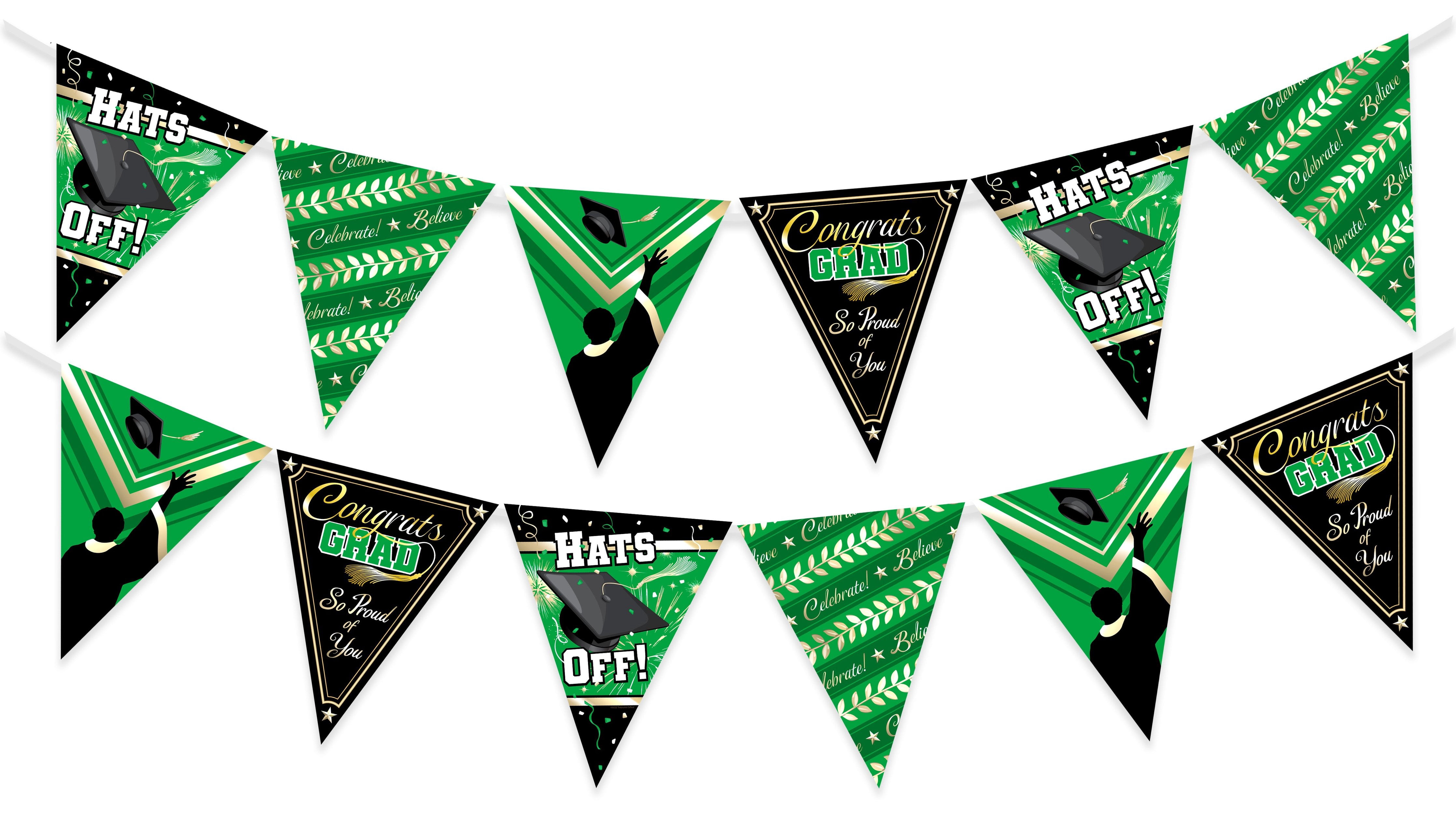 Green Graduation Banner Pennant 1 Pack - Green Graduation Party ...