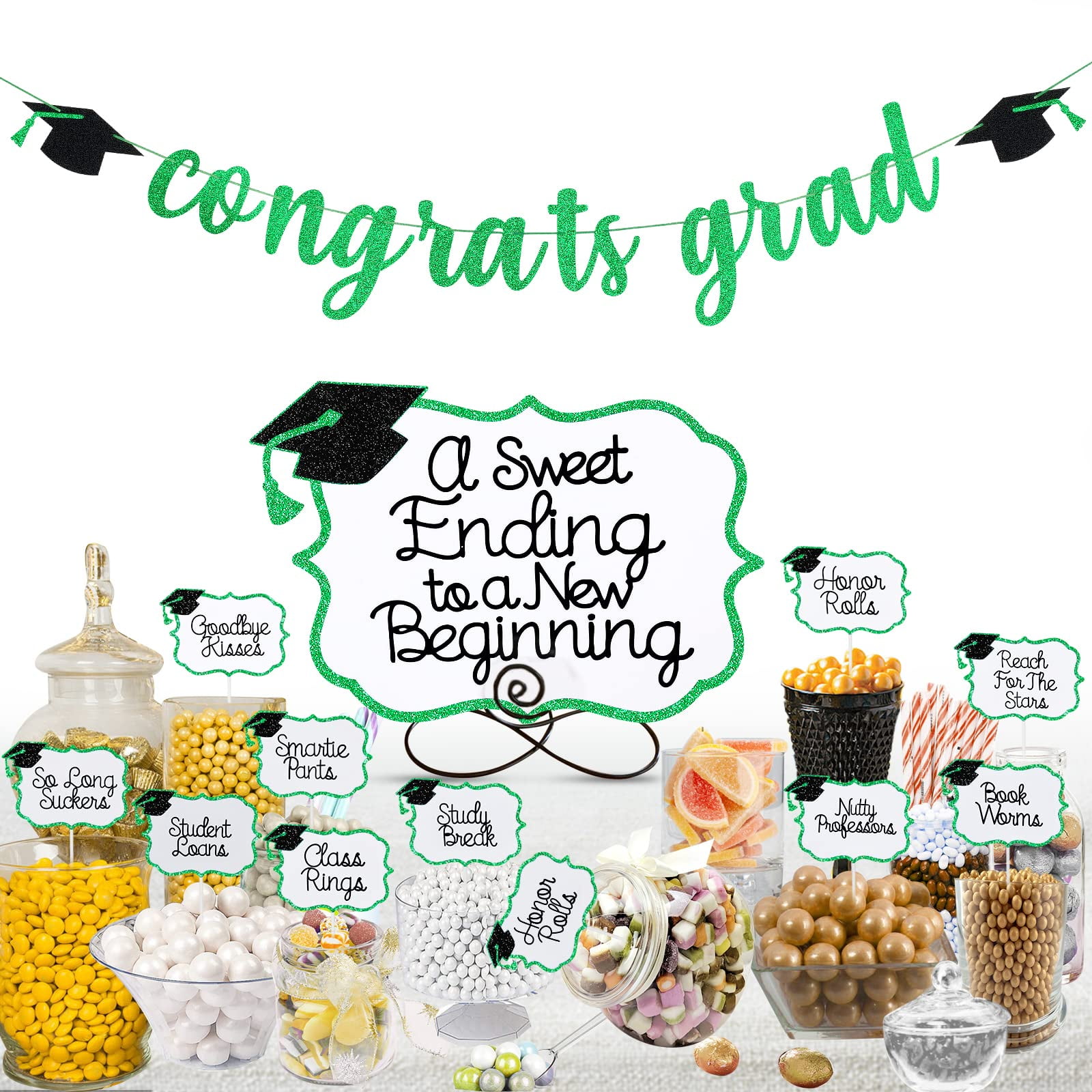 Green Graduation CM31 Candy Bar Signs Graduation Table Candy Buffet ...
