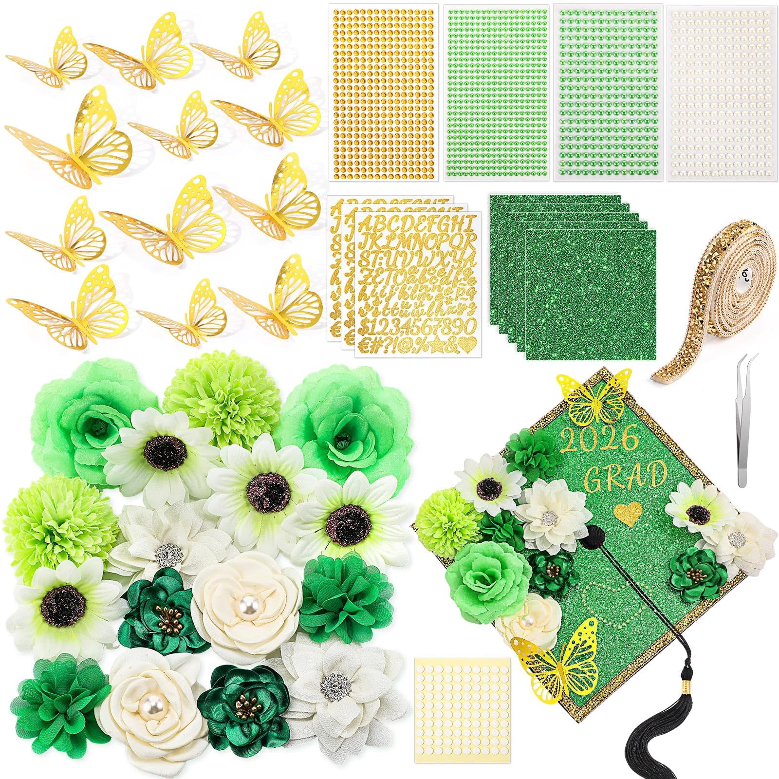 Green Graduation Cap Decoration Stickers DIY Kit - Walmart.com