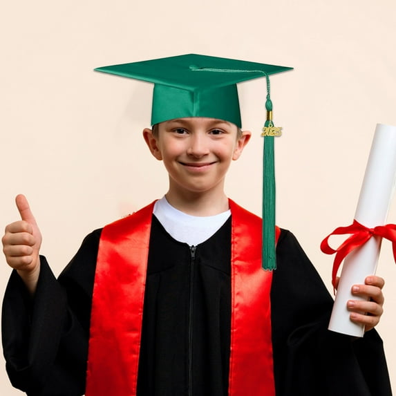 Green Graduation Cap, Doctoral Hat With 2025 Year Charm, Bachelor Cap ...