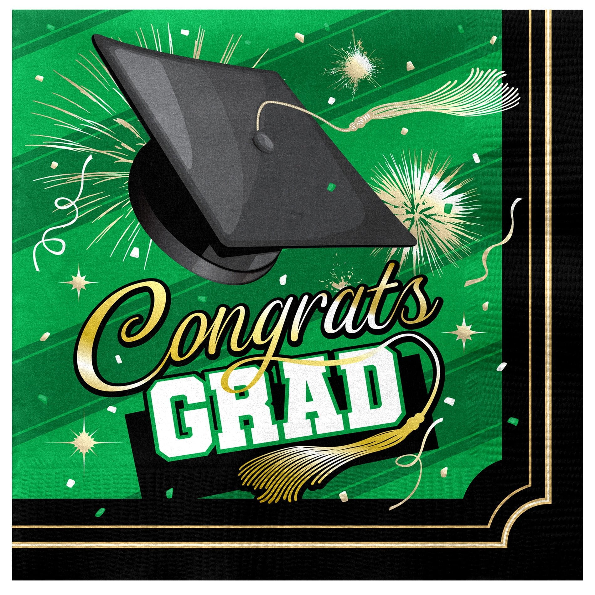 Green Graduation Napkins 32 Count - Green Graduation Party Supplies ...