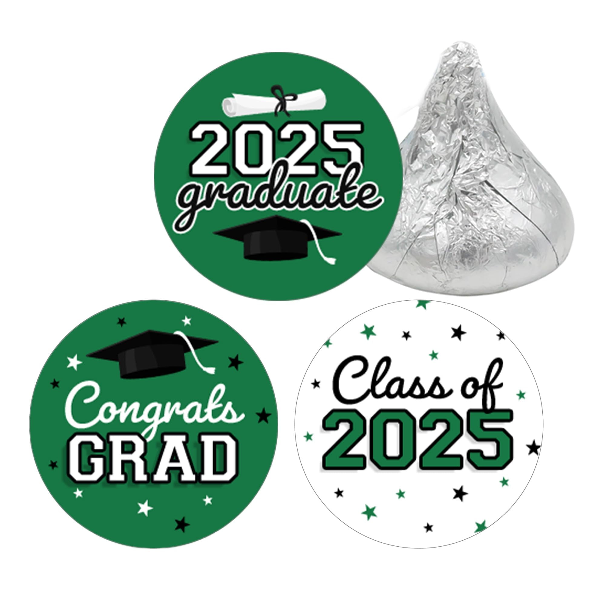 Green Graduation Party Stickers CCF19 for Kisses Candy, Chocolate Drops ...