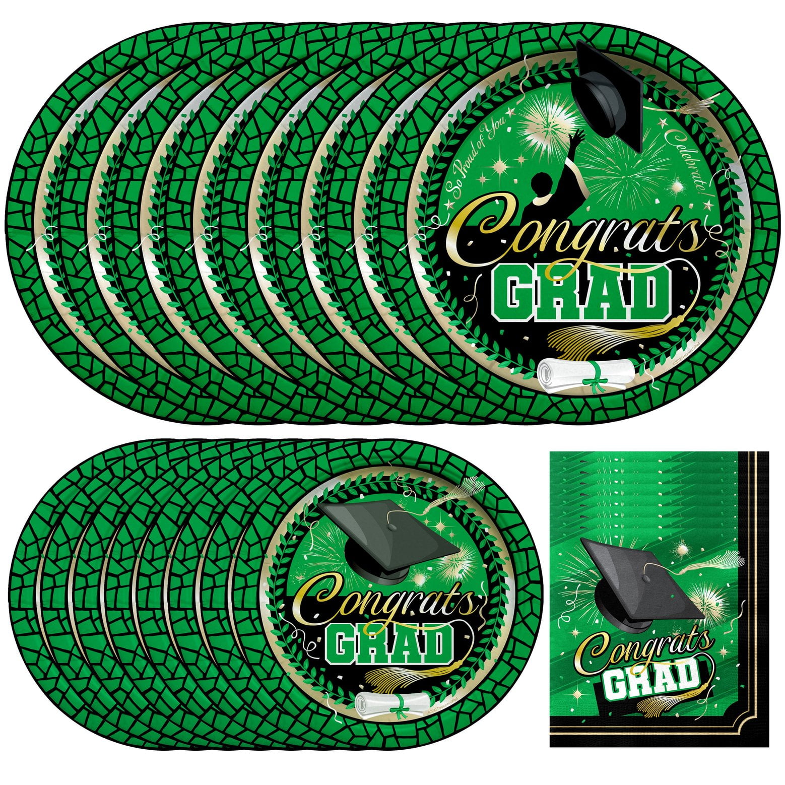 Green Graduation Party Tableware Starter Set for 24 Guests - Walmart.com