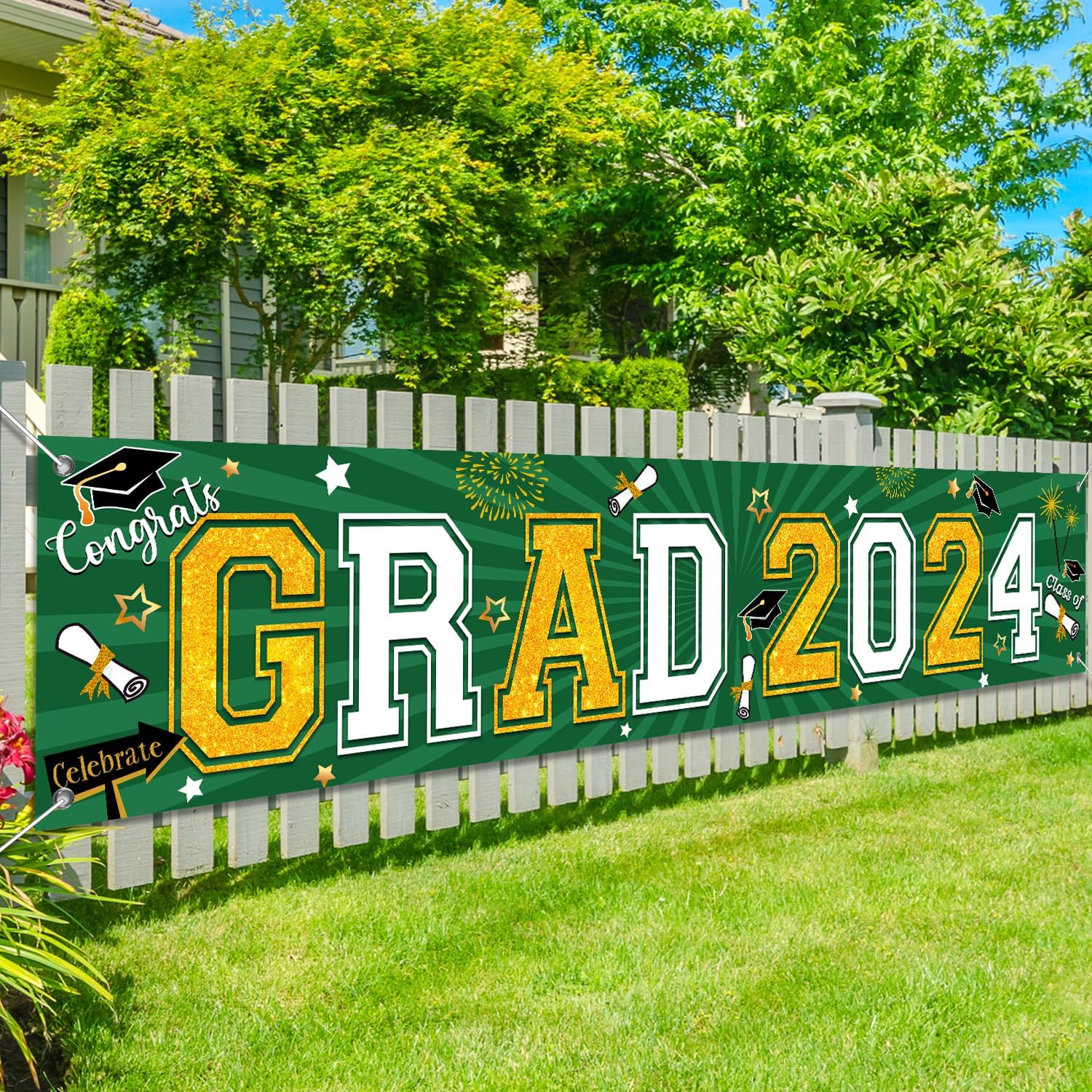 Green Graduation Yard Sign Banner Class of 2024 Green Congrats Grad ...