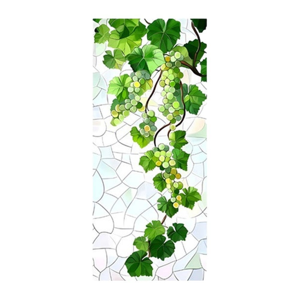 Green Grape Vine Cartoon Static Cling Window Decal Removable PVC ...