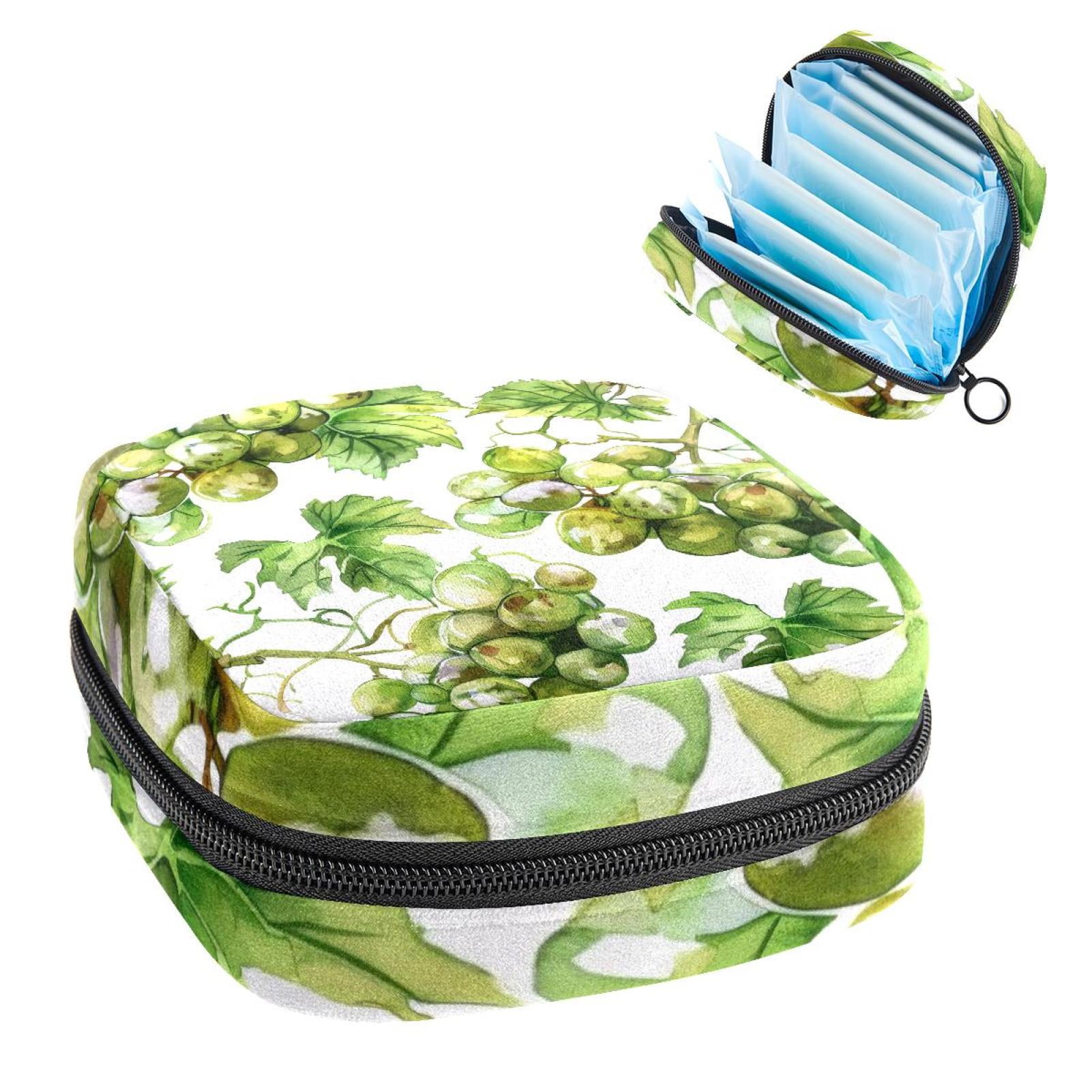 Green Grapes Grape Bones and Leaves Sanitary Napkin Storage Bag, Zipper ...