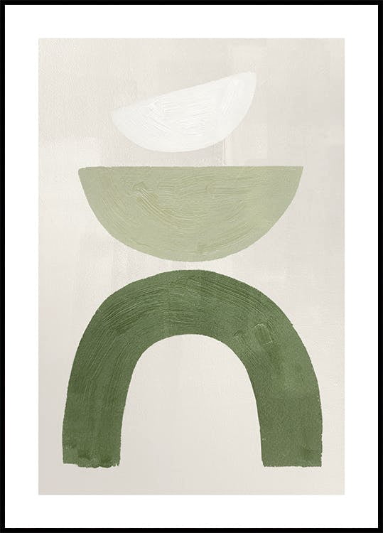 Green Graphic Shapes No1 Poster Wall Art, Modern Wall Decor For Living ...