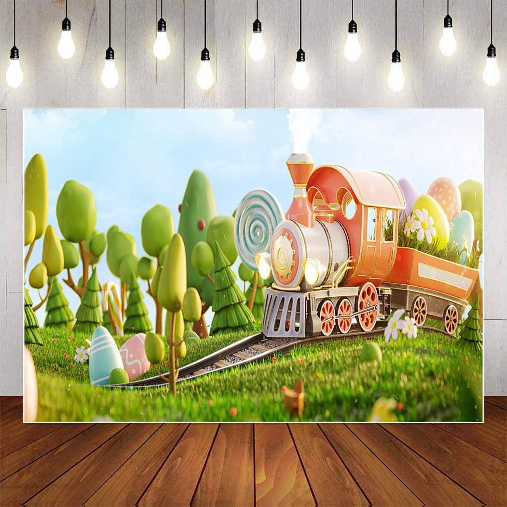 Green Grass Easter White Brick Wall Wood Door Newborn Baby Birthday ...