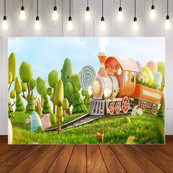 Green Grass Easter White Brick Wall Wood Door Newborn Baby Birthday ...