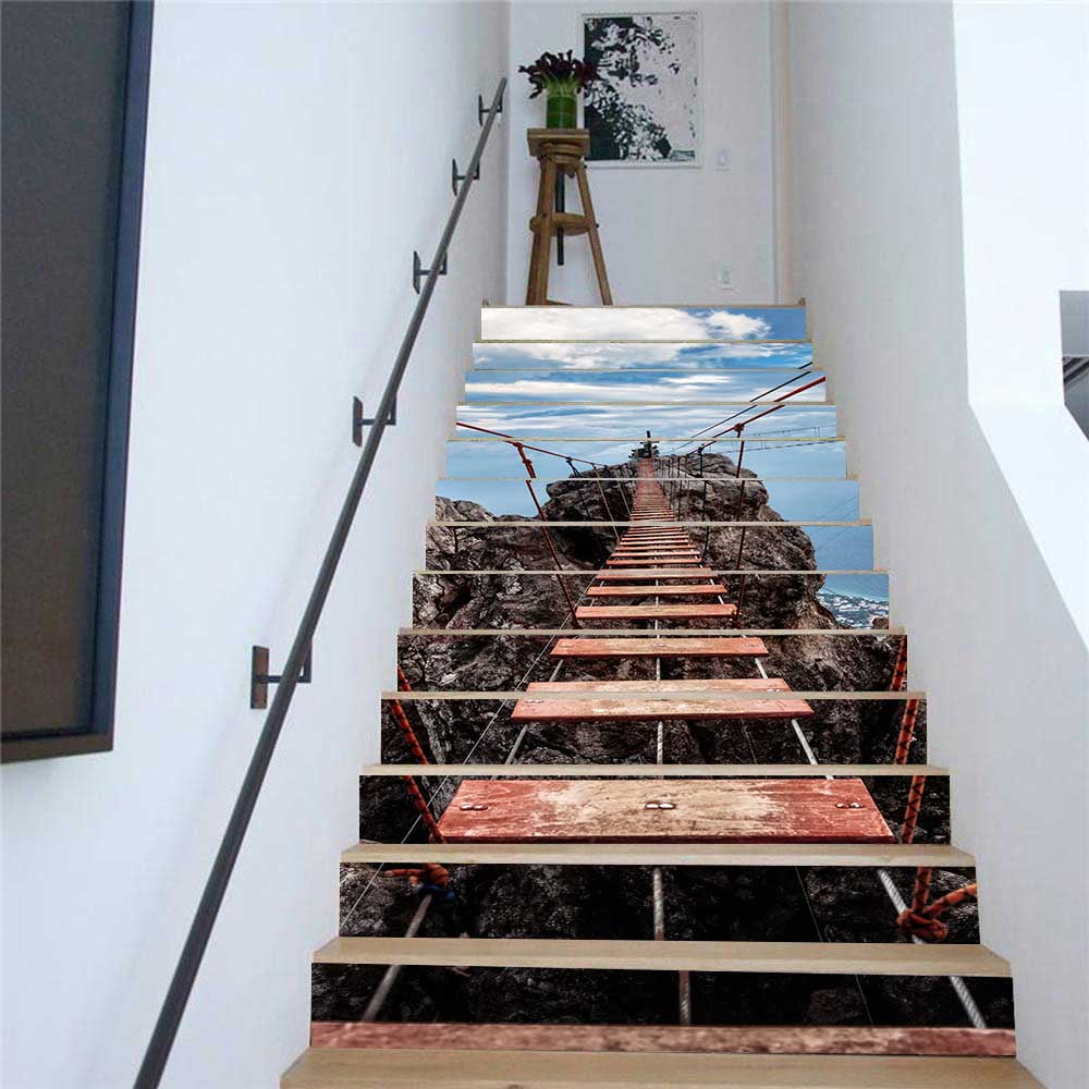 Green Grass Path Stair Stickers Tree-lined Trail Self-Adhesive ...