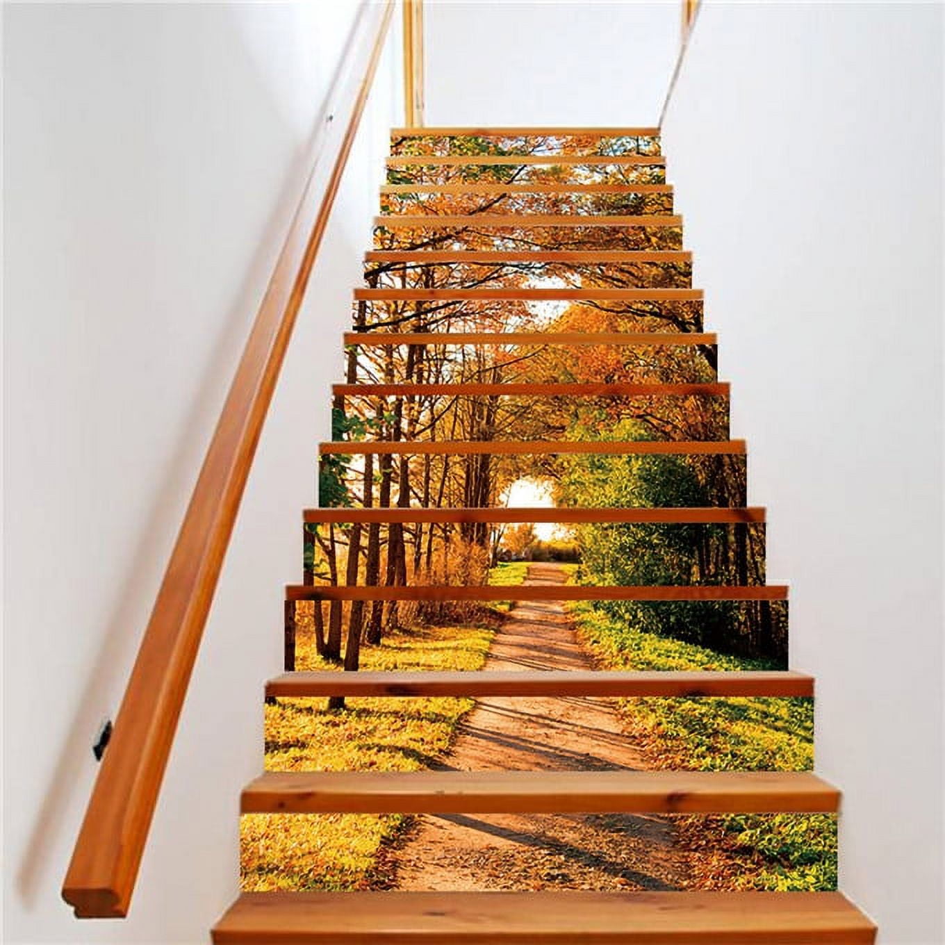 Green Grass Path Stair Stickers Tree-lined Trail Self-Adhesive ...