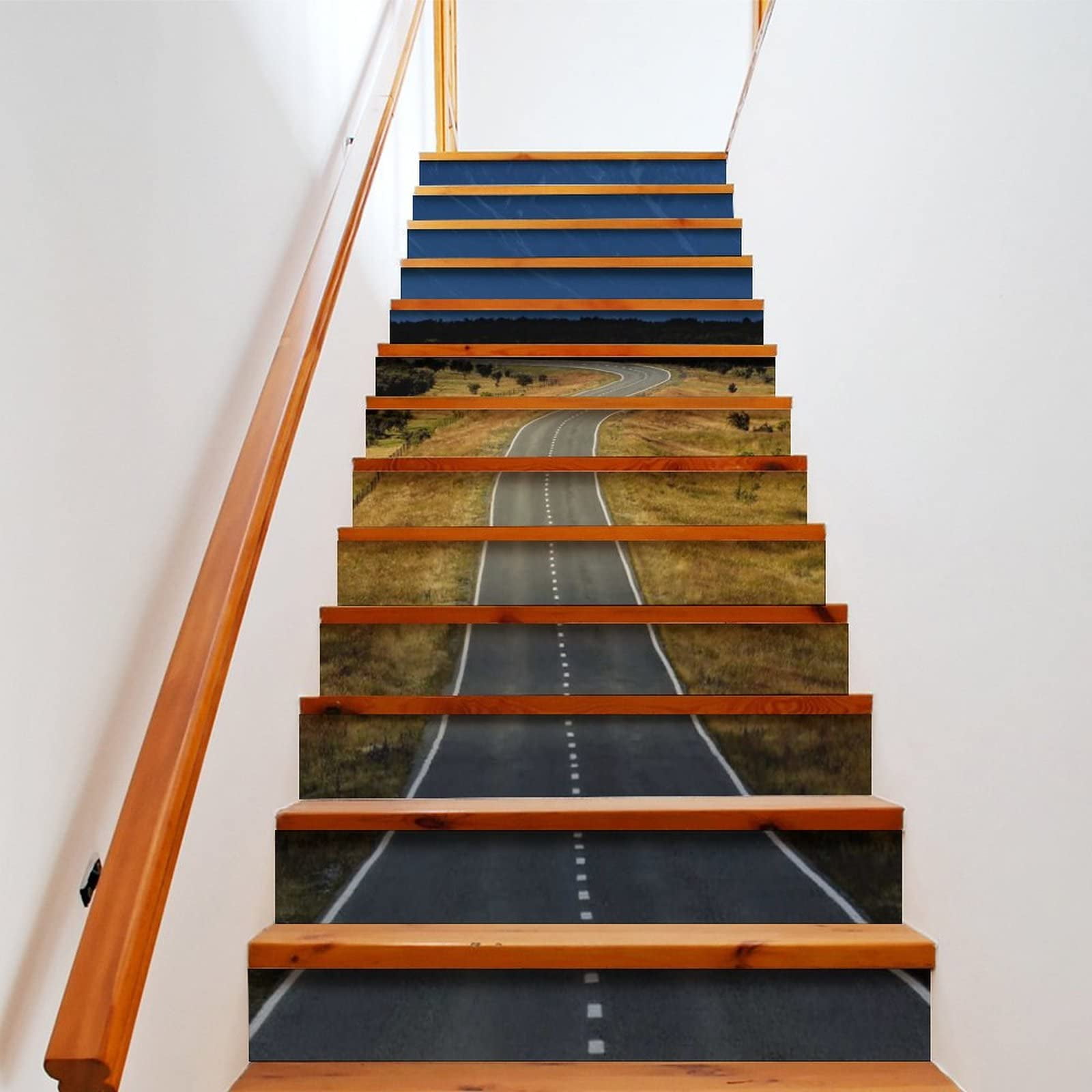 Green Grass Path Stair Stickers Tree-lined Trail Self-Adhesive ...
