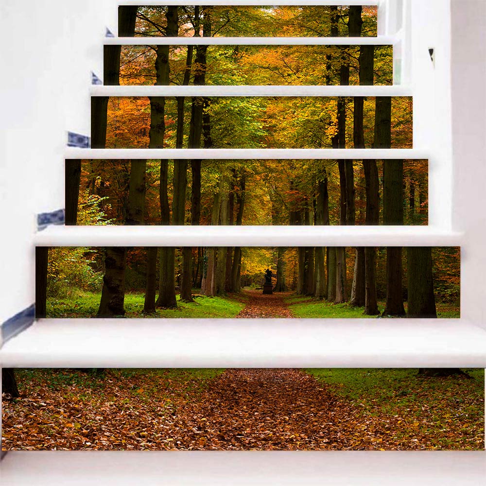 Green Grass Path Stair Stickers Tree-lined Trail Self-Adhesive ...