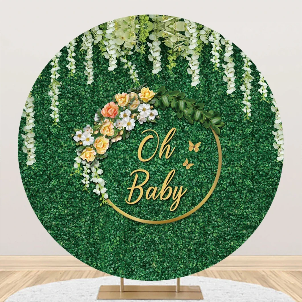 Green Grass Wall Round Backdrop Cover Greenery Leaves Circle Baby ...