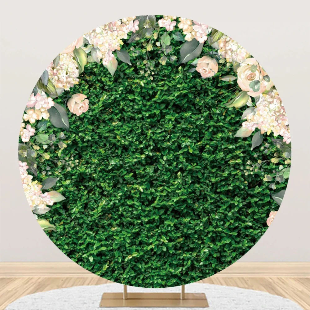 Green Grass Wall Round Backdrop Cover Greenery Leaves Circle Baby ...