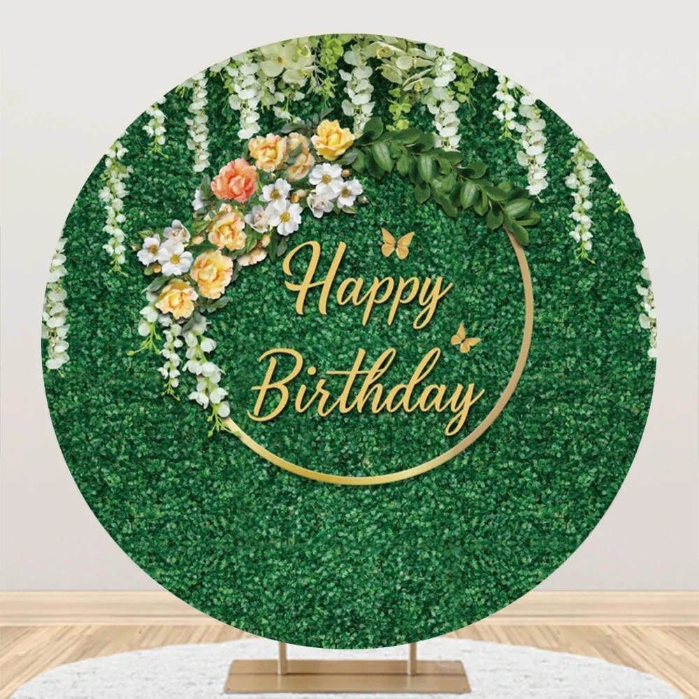 Green Grass Wall Round Backdrop Cover Greenery Leaves Circle Baby ...