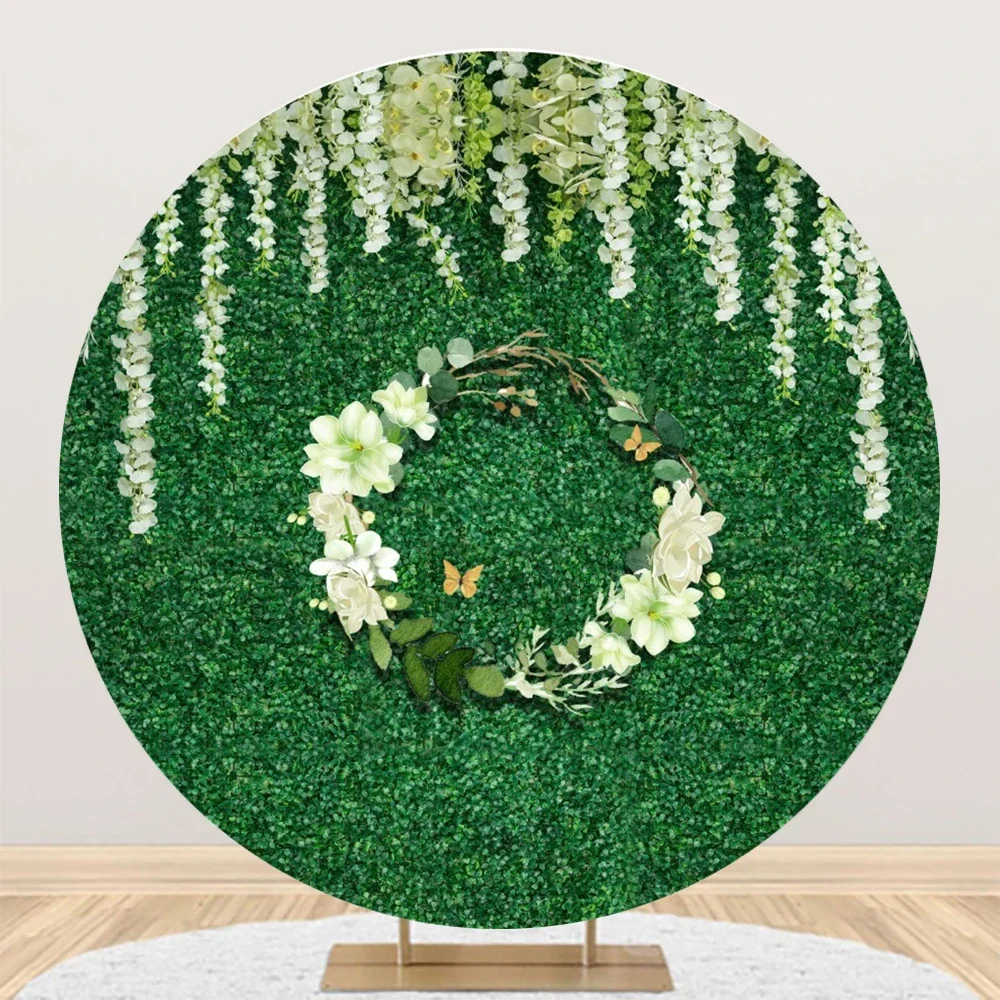 Green Grass Wall Round Backdrop Cover Greenery Leaves Circle Baby ...