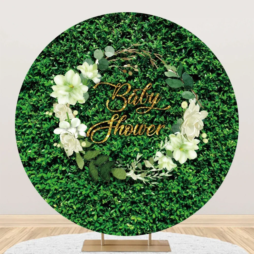 Green Grass Wall Round Backdrop Cover Greenery Leaves Circle Baby Shower Wedding Birthday Party ...
