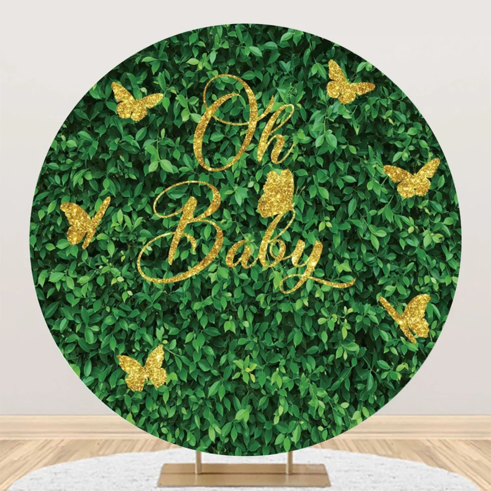 Green Grass Wall Round Backdrop Cover Greenery Leaves Circle Baby ...