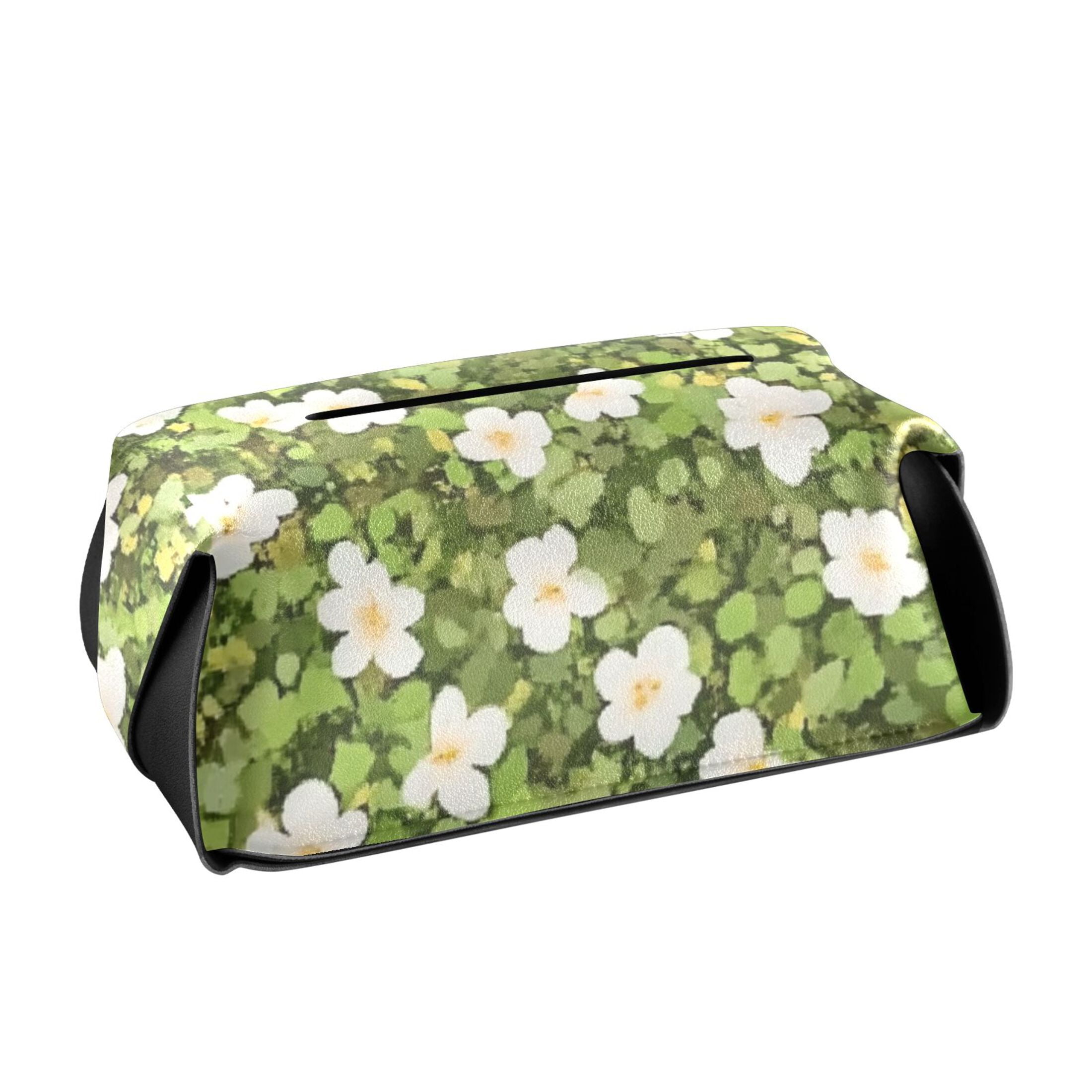 Green Grass and White Flowers Tissue Box Cover Leather Square Rectangle ...