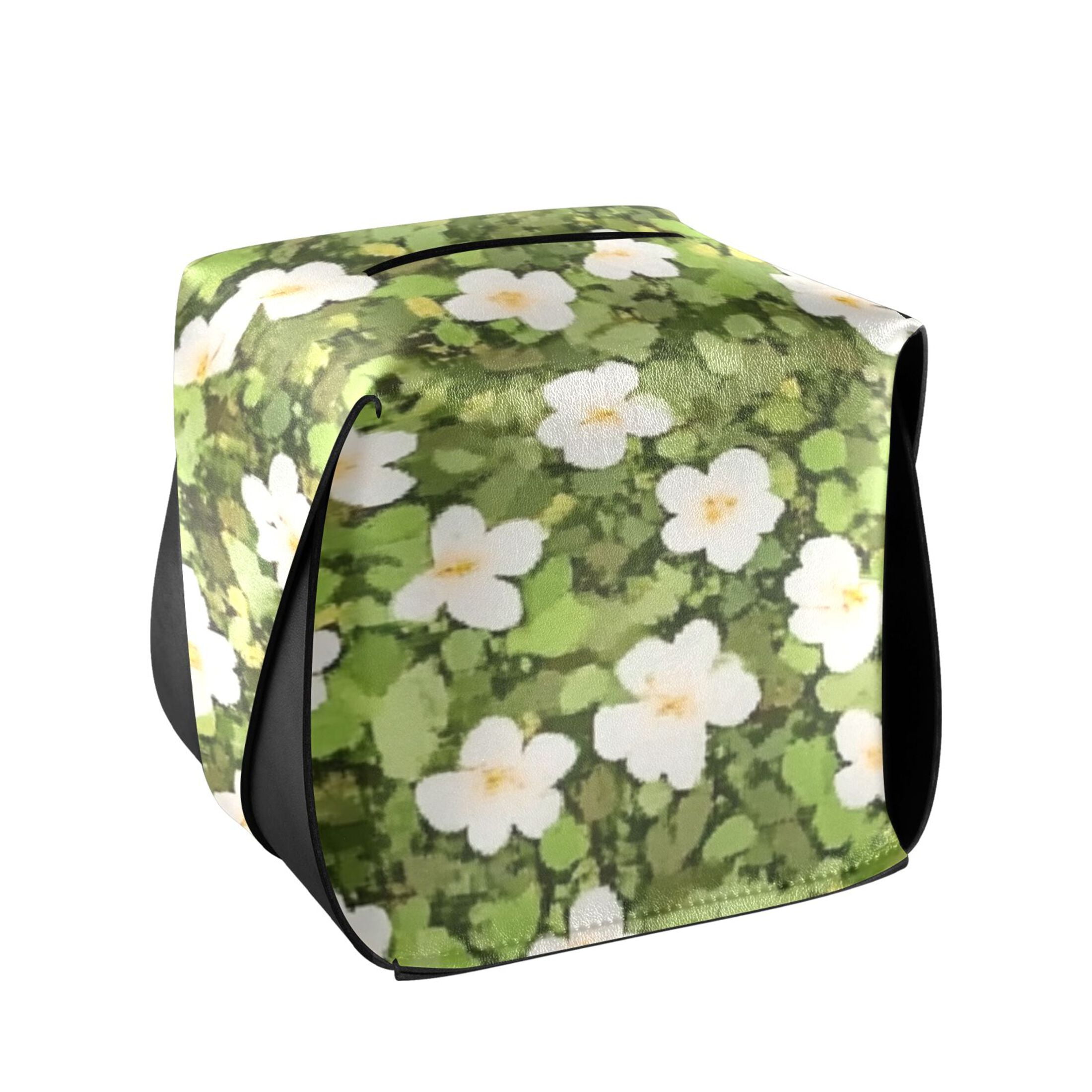 Green Grass and White Flowers Tissue Box Cover Leather Square Rectangle ...
