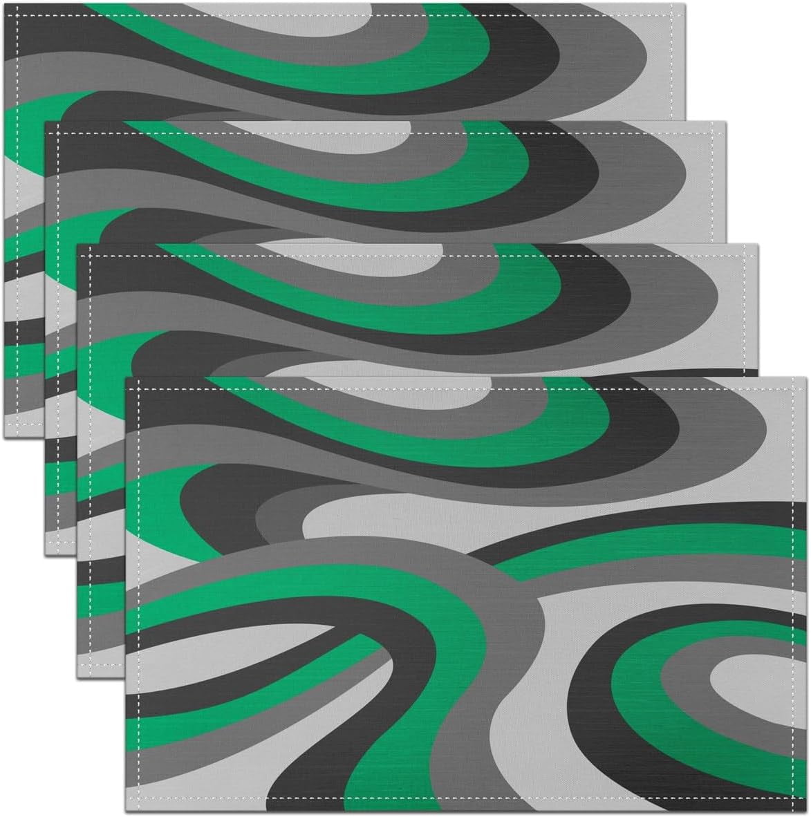 Green Gray Black Placemat for Kitchen Dining Table 18"x12" Modern ...