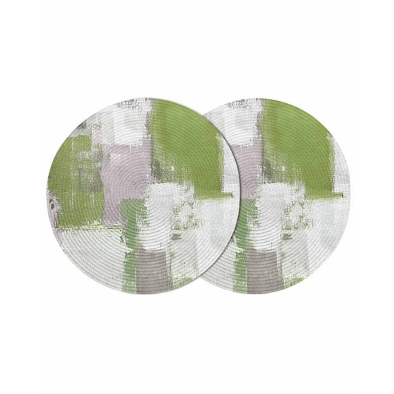 Green Gray Graffiti Block Round Table Placemats set of 2, Modern ...