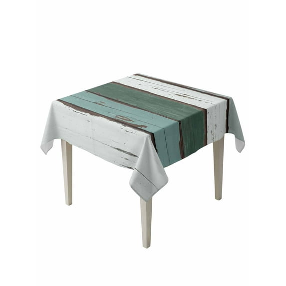 Green Gray White Table Cloth, Country Vintage Gradient Wooden Plank ...